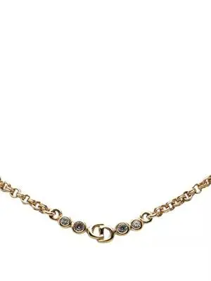 Dior Plated Cd Logo Strass Pendant Necklace - Gold