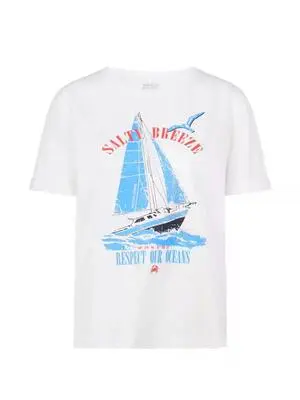 MARCCAIN Graphic-print Rolled-cuff T-shirt - White