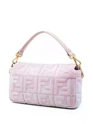 Fendi Zucca Embossed Velvet Baguette Satchel - Pink