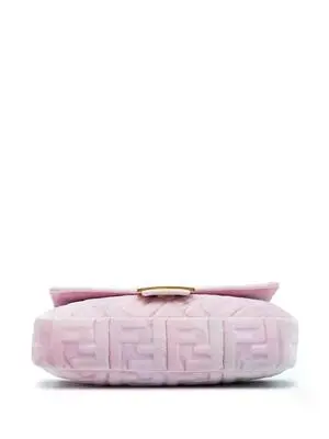 Fendi Zucca Embossed Velvet Baguette Satchel - Pink