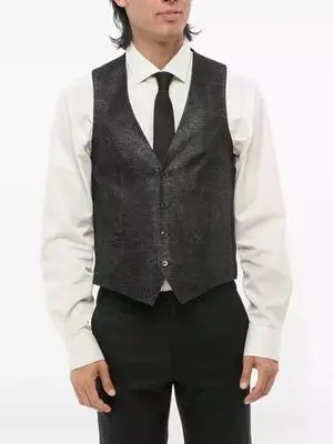 Corneliani Geometric-pattern Iridescent Waistcoat - Black
