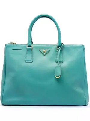 Prada 2013-2026 Large Saffiano Lux Galleria Double Zip Tote Bag - Blue