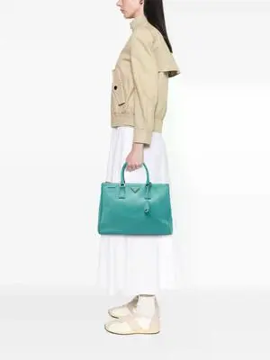 Prada Saffiano Lux Galleria Double Zip Tote Bag - Blue