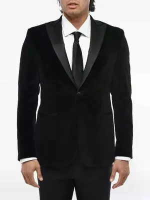 Corneliani Peak-lapel Velvet Suit Jacket - Black