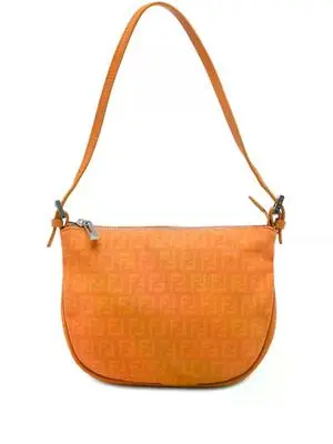 Fendi 2000-2010 Zucchino Canvas Hobo Shoulder Bag - Orange