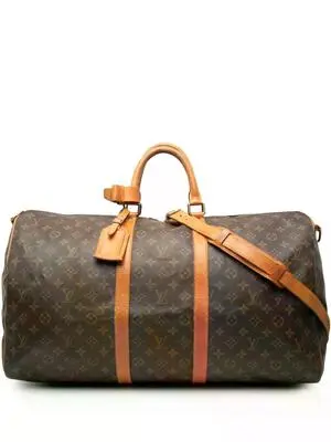 LOUIS VUITTON 1992 Monogram Keepall Bandouliere 55 Travel Bag - Brown