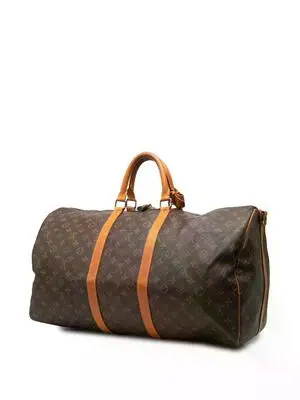 LOUIS VUITTON Monogram Keepall Bandouliere 55 Travel Bag - Brown