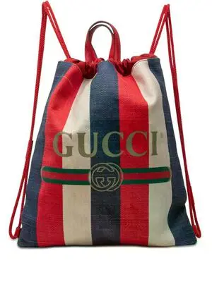 Gucci Sylvie Baiadera Web Drawstring Backpack