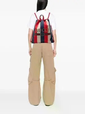 Gucci Sylvie Baiadera Web Drawstring Backpack