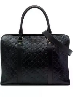 Gucci 2016-2026 Medium Guccissima Briefcase Business Bag - Black