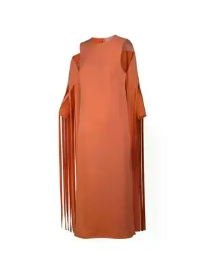 Valentino Garavani Fringed Cold-shoulder Maxi Dress