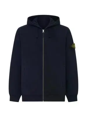 Stone Island Compass-patch Zip-up Hoodie - Blue