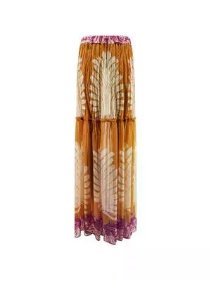 BYE FIRENZE Gale Palme Leaf-print Maxi Skirt - Orange