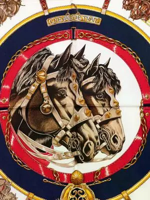 Hermès 1986-1999 Chevaux De Trait Silk Scarf 90 Scarves - Blue