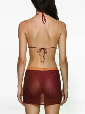 Oseree Crystal-embellished Semi-sheer Mini Skirt