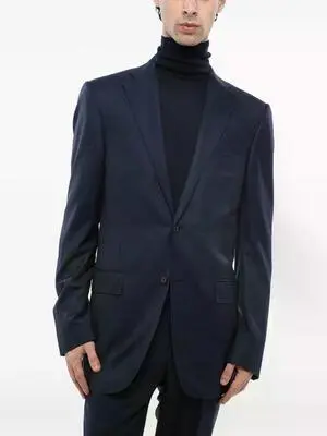 Corneliani Single-breasted Wool Blazer - Blue