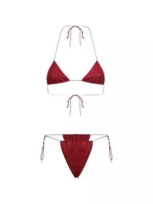 Oseree Glitter Effect Triangle Bikini - Red
