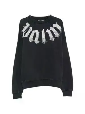 Palm Angels Big Neck Logo Crew-neck Sweatshirt - Black