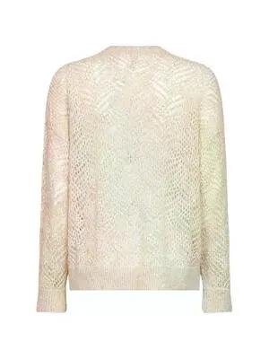 Brunello Cucinelli Sequin-embellished Openwork-knit Sweater - Neutrals