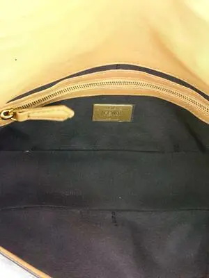 Fendi Baguette Nm Bag Zucca Embossed Leather Medium Crossbody Bag - Brown