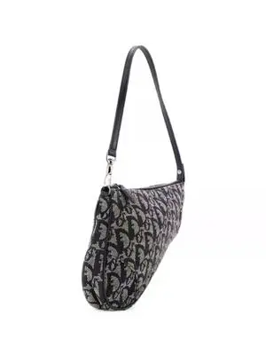 Dior Vintage Saddle Bag Diorissimo Canvas Mini Clutch Bag - Blue