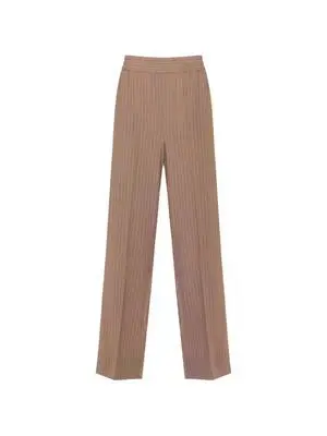 EMME Pinstripe-pattern Wide-leg Trousers - Brown