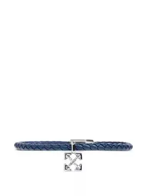 Off-White Arrows-charm Braided-leather Bracelet - Blue