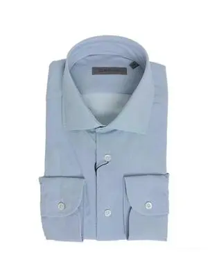 Corneliani Herringbone-pattern Stretch Shirt - Blue