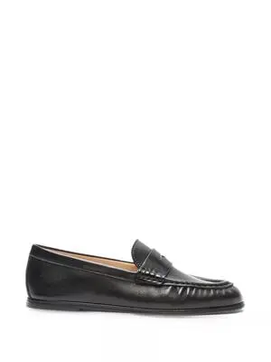 STUART WEITZMAN Spencer Ruched-detail Leather Loafers - Black