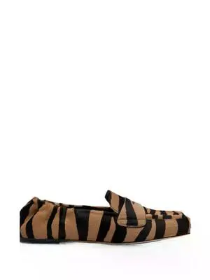 STUART WEITZMAN Bryant Zebra-print Loafers - Brown