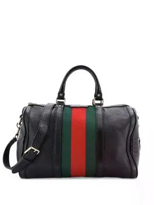 Gucci Vintage Web Boston Bag Leather Medium Satchel