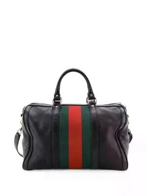 Gucci Vintage Web Boston Bag Leather Medium Satchel