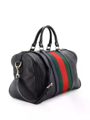 Gucci Vintage Web Boston Bag Leather Medium Satchel