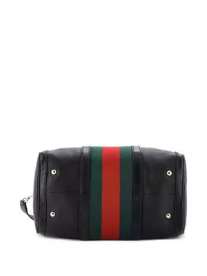 Gucci Vintage Web Boston Bag Leather Medium Satchel - Black