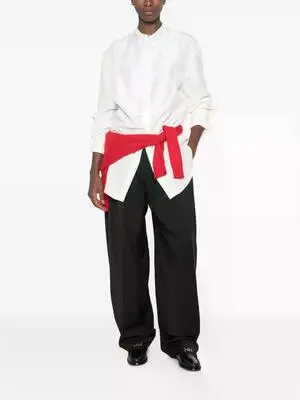 ALYSI Band Collar Bib Panel Shirt - White
