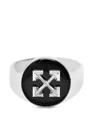 Off-White Arrows Enamel Signet Ring - Silver