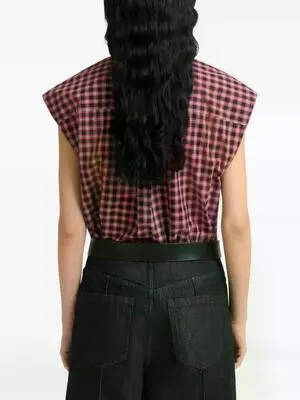 Marni Checked Pussy-bow Shirt - Pink