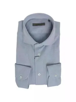 Corneliani Honeycomb-pattern Cotton Shirt - Blue