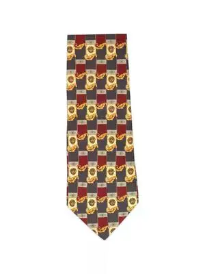 Versace Medusa Head Acanthus Leaf Pattern Neck Tie - Red