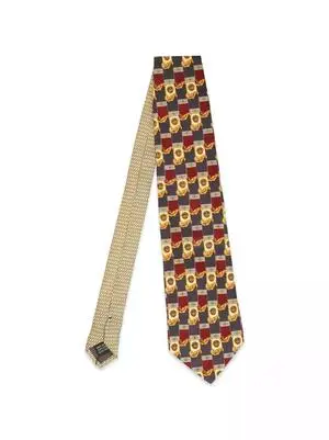 Versace Medusa Head Acanthus Leaf Pattern Neck Tie - Red