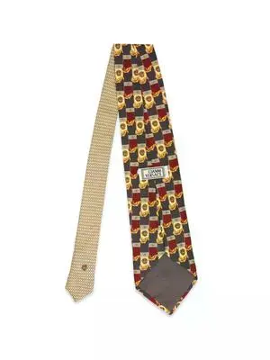 Versace Medusa Head Acanthus Leaf Pattern Neck Tie - Red