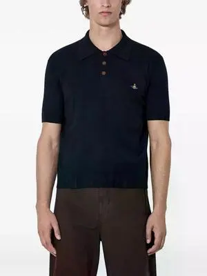 VIVIENNE WESTWOOD Embroidered-motif Ribbed-trim Polo Shirt