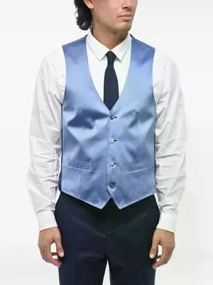 Corneliani Cerimonia Academy Silk Satin Waistcoat - Blue