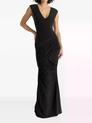 Manière De Voir Ruched Maxi Dress - Black