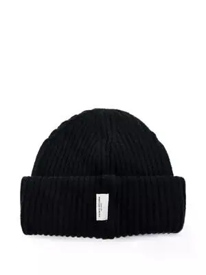 PAOLO PECORA Ribbed-knit Beanie Hat - Black