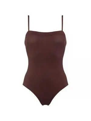 ERES Square Neck Spaghetti Strap One-piece Swimsuit - Brown