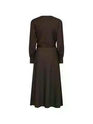 Brunello Cucinelli Monili-embellished Belted Midi Dress - Brown
