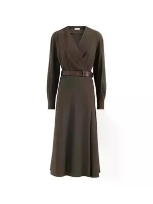 Brunello Cucinelli Monili Embellished Midi Dress - Brown