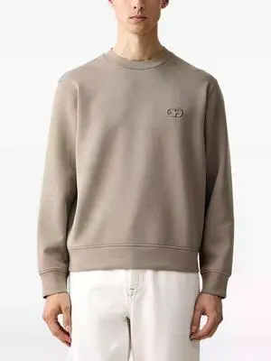 Emporio Armani Logo-embroidered Crew-neck Sweatshirt - Neutrals