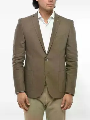 Corneliani Cc Collection Patch-pocket Linen-blend Blazer - Brown